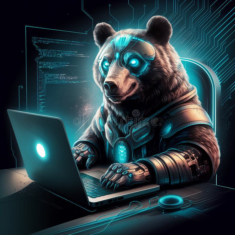 The Cyberbear (AI Generated) Stock Illustration - Illustration of hack ...