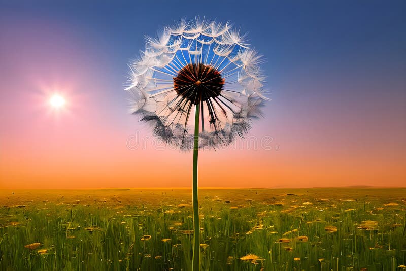 Image of the Beautiful Dandelion Flower during Golden Hour. Stock ...
