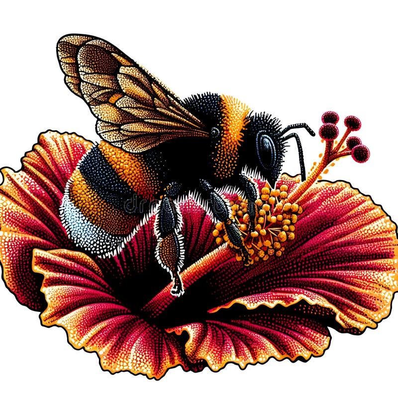 A Beautiful Vibrant Clip Art Bumble Bee with Alcohol Inks Style. Stock ...