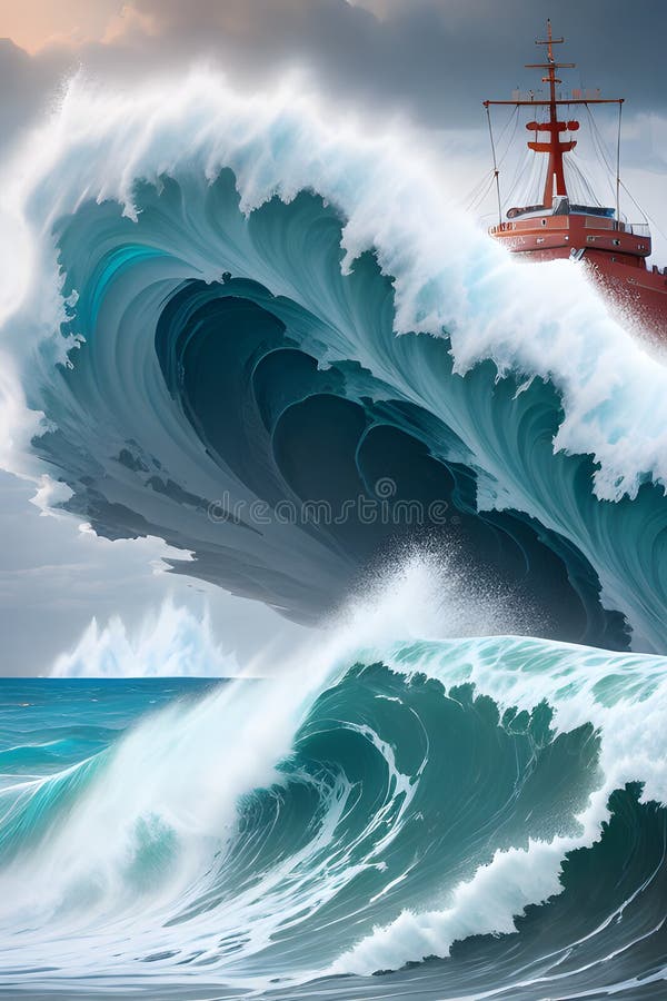 Image of the Big Wave of Water Rushing through Anything Its Passes ...