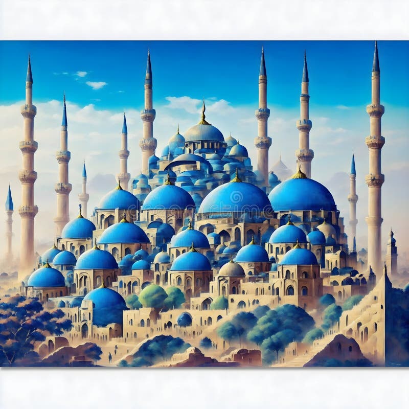 Image of Breathtaking Cityscape Inspired by Ottoman Art Which Features ...