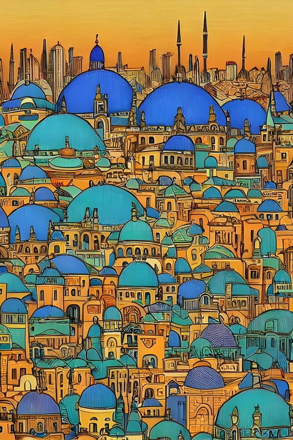 Image of Breathtaking Cityscape Inspired by Ottoman Art Which Features ...