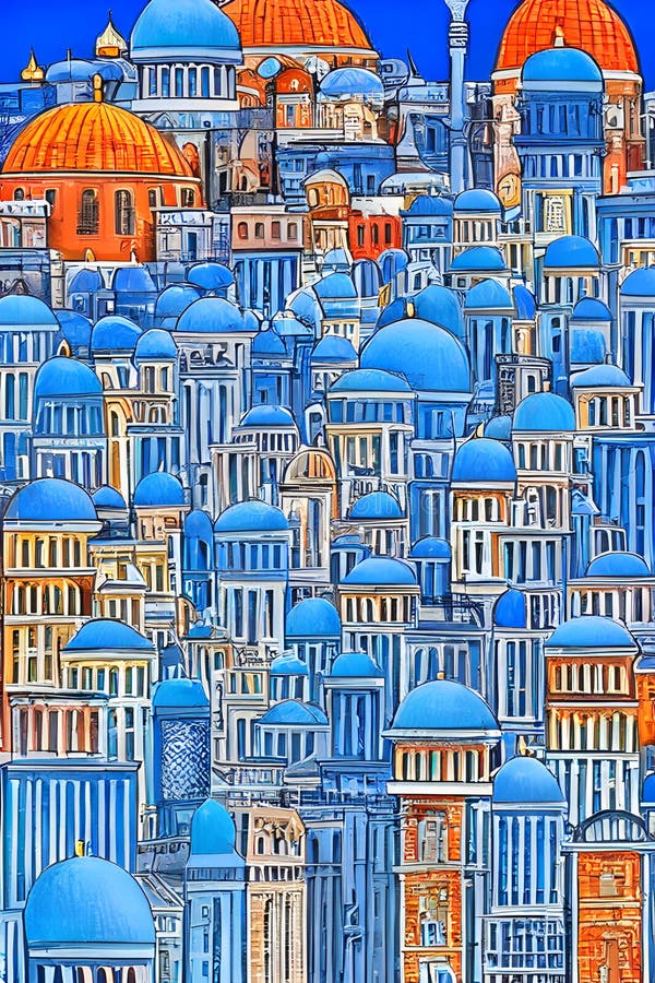 Image of Breathtaking Cityscape Inspired by Ottoman Art Which Features ...