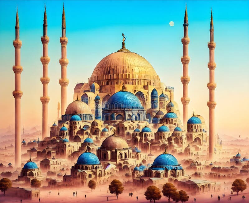 Image of Breathtaking Cityscape Inspired by Ottoman Art Which Features ...