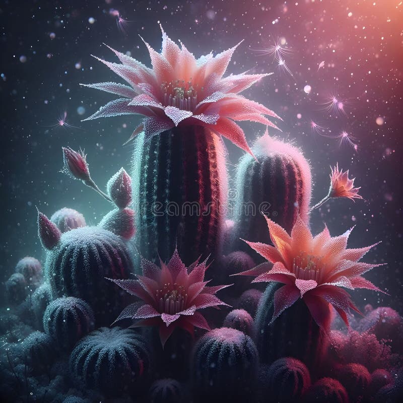 Image of Cactus with Beautiful Spectrum Under the Influence of Zenith ...