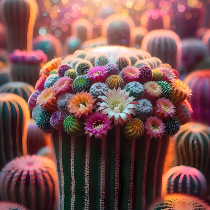 Image of Cactus with Beautiful Spectrum Under the Influence of Zenith ...