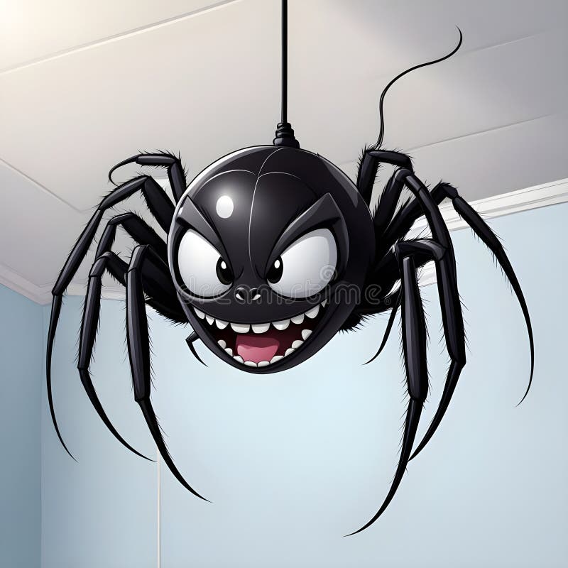 Image of Cartoon Jumping Spider Smiling Like Human Mouth Feature. Stock ...