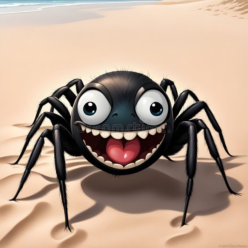 Image of Cartoon Jumping Spider Smiling Like Human Mouth Feature. Stock ...