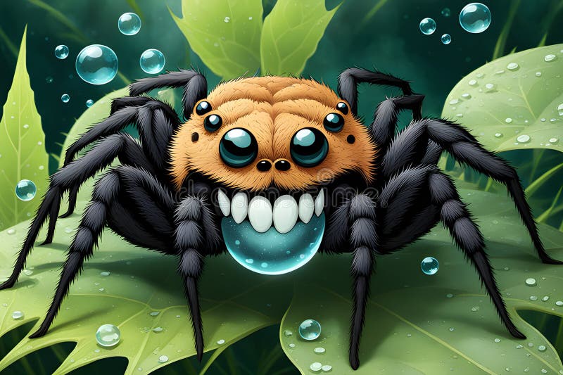 Image of Cartoon Jumping Spider Smiling Like Human Mouth Feature. Stock ...