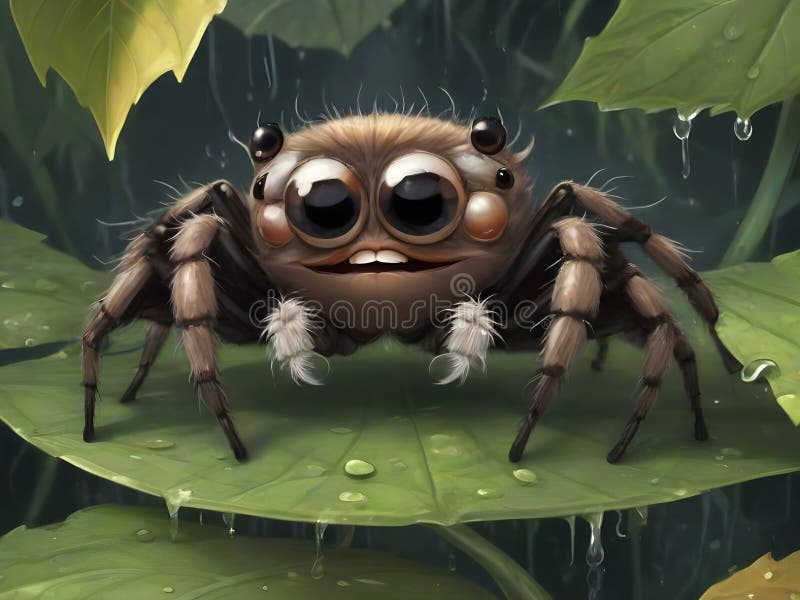Image of Cartoon Jumping Spider Smiling Like Human Mouth Feature. Stock ...