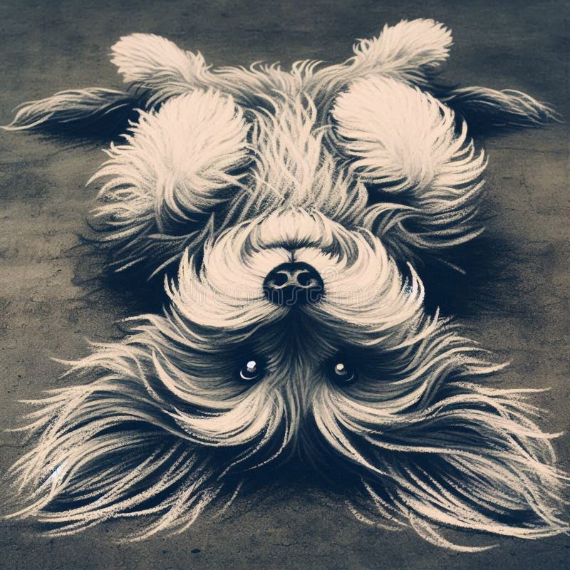 Image of the Chalk Drawing of a Dog Waiting for a Belly Rub. Stock ...