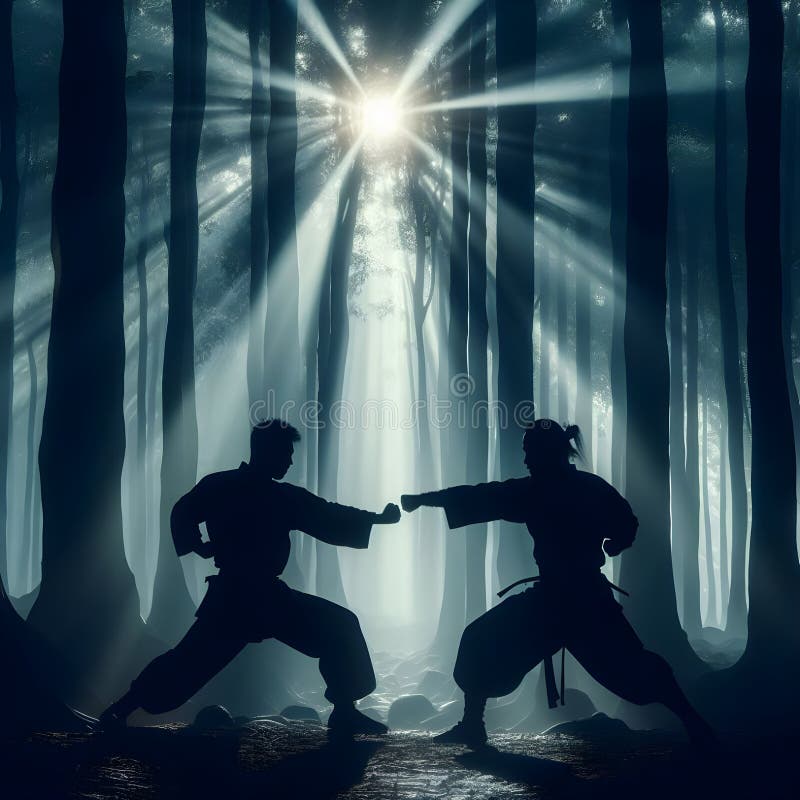Image of the Cinematic Shot of Warrior in Silhouette Fighting with it ...