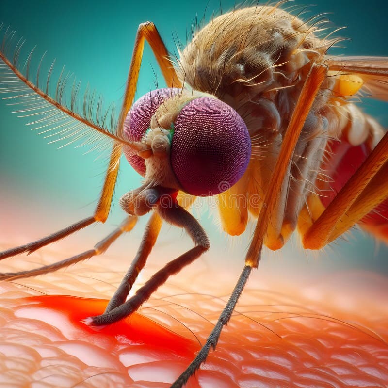 Image of the Closeup on Dengue Mosquito Suck Blood with Its Proboscis ...