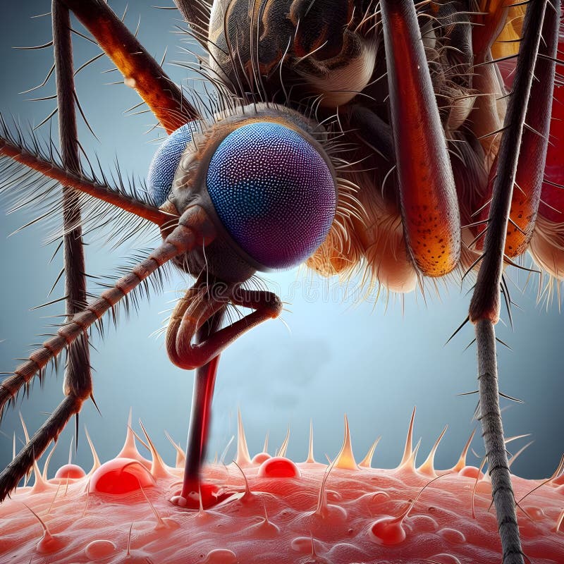 Image of the Closeup on Dengue Mosquito Suck Blood with Its Proboscis ...