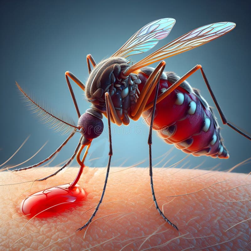 Image of the Closeup on Dengue Mosquito Suck Blood with Its Proboscis ...