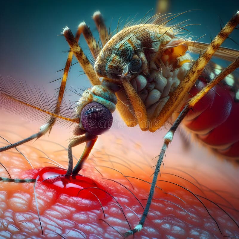 Image of the Closeup on Dengue Mosquito Suck Blood with Its Proboscis ...