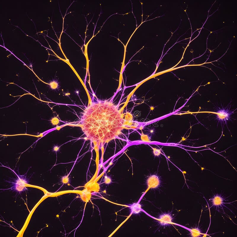 A Cluster of Neuron Floats and Branches Out with Axons and Dendrites of ...