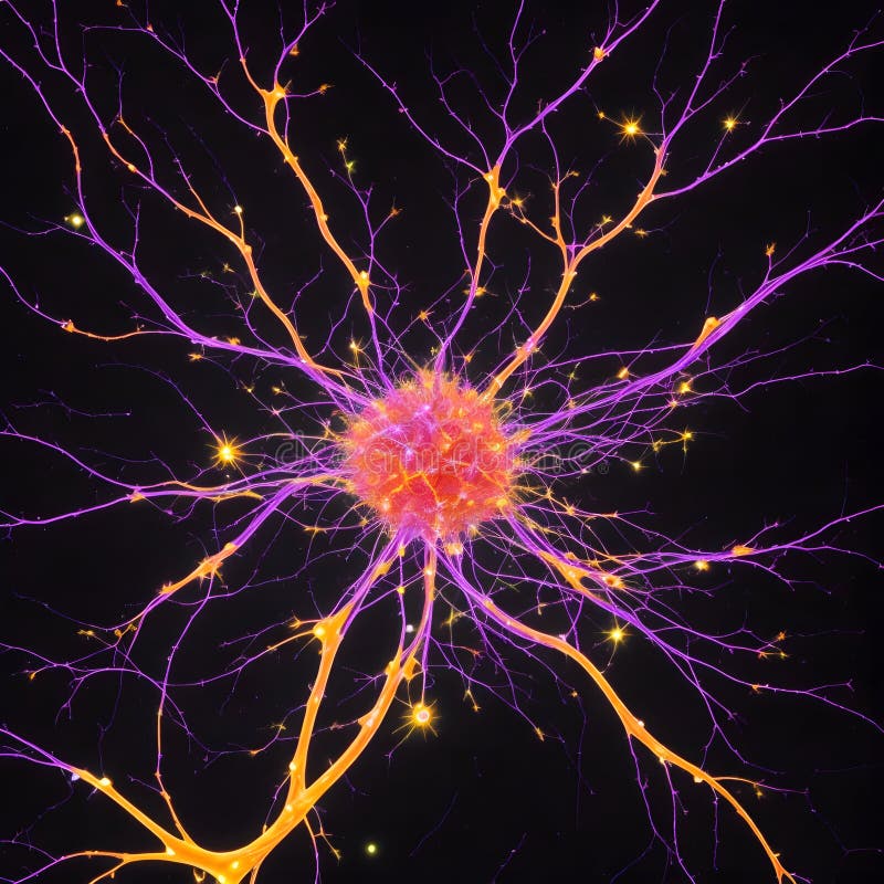 A Cluster of Neuron Floats and Branches Out with Axons and Dendrites of ...