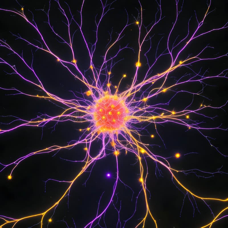A Cluster of Neuron Floats and Branches Out with Axons and Dendrites of ...