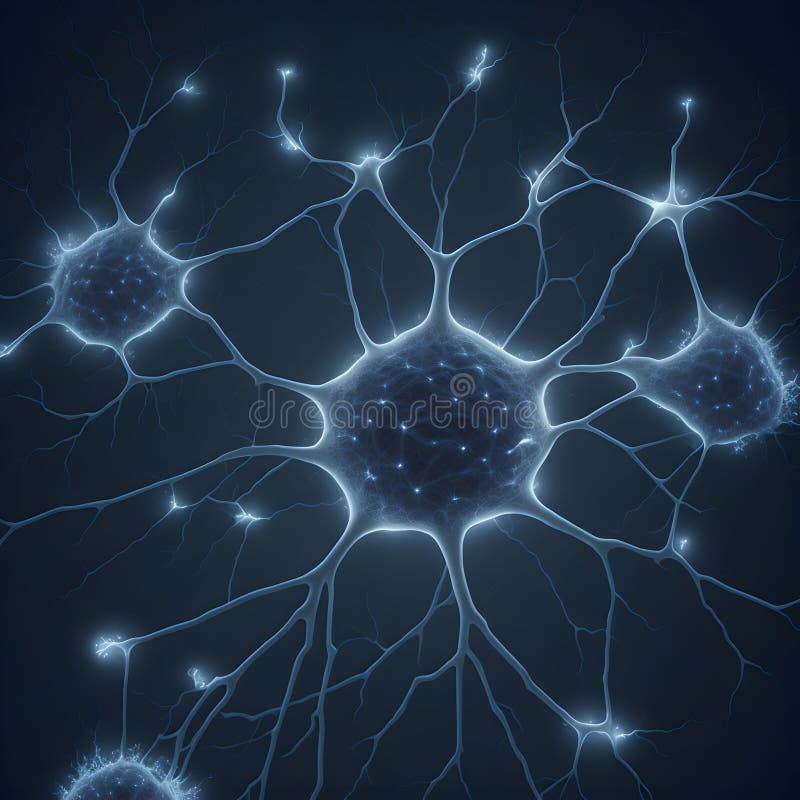 A Cluster of Neuron Floats and Branches Out with Axons and Dendrites of ...