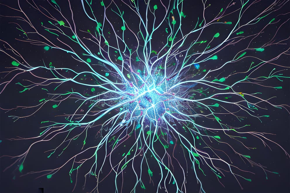 A Cluster of Neuron Floats and Branches Out with Axons and Dendrites of ...