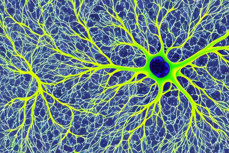 A Cluster of Neuron Floats and Branches Out with Axons and Dendrites of ...