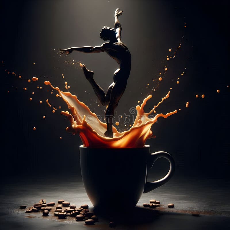 Coffee Splashing in Human Figure Splashes Like Dancer Jumping Out of ...