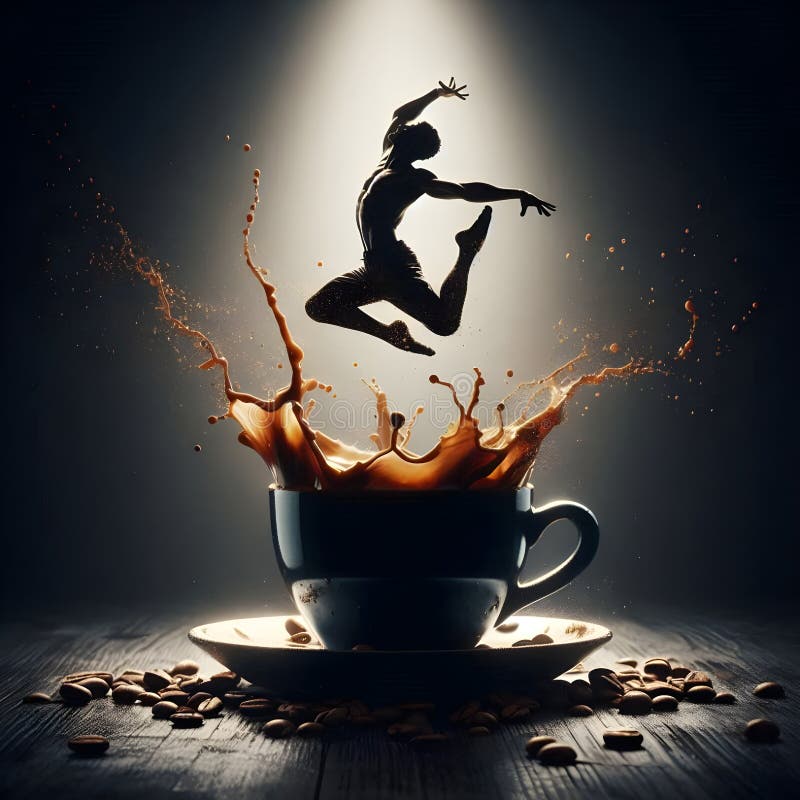 Coffee Splashing in Human Figure Splashes Like Dancer Jumping Out of ...