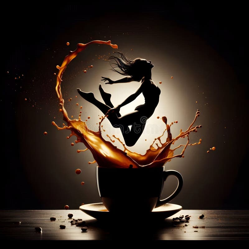 Coffee Splashing in Human Figure Splashes Like Dancer Jumping Out of ...