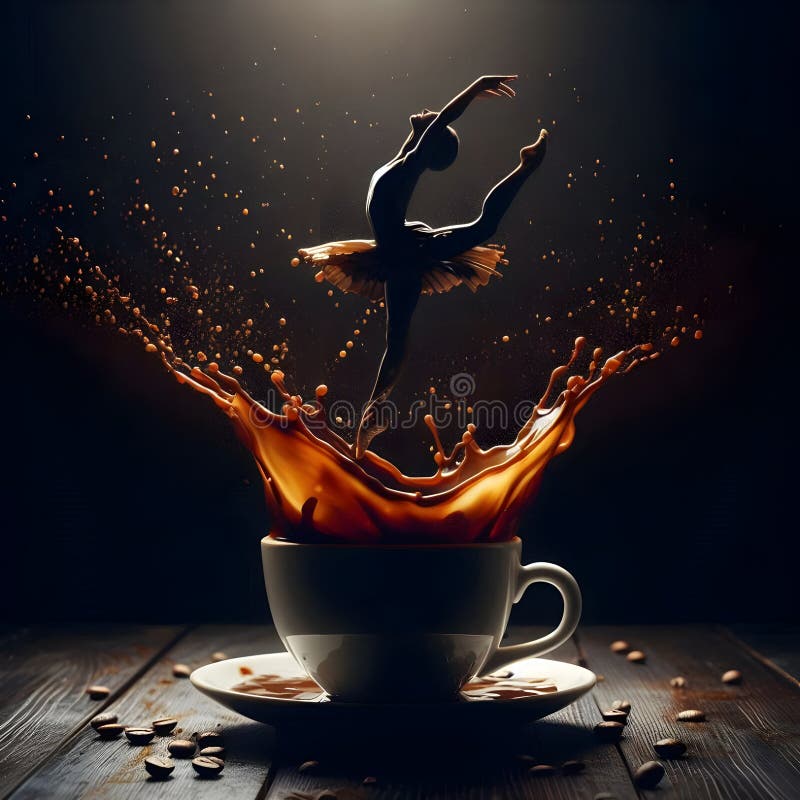 Coffee Splashing in Human Figure Splashes Like Dancer Jumping Out of ...