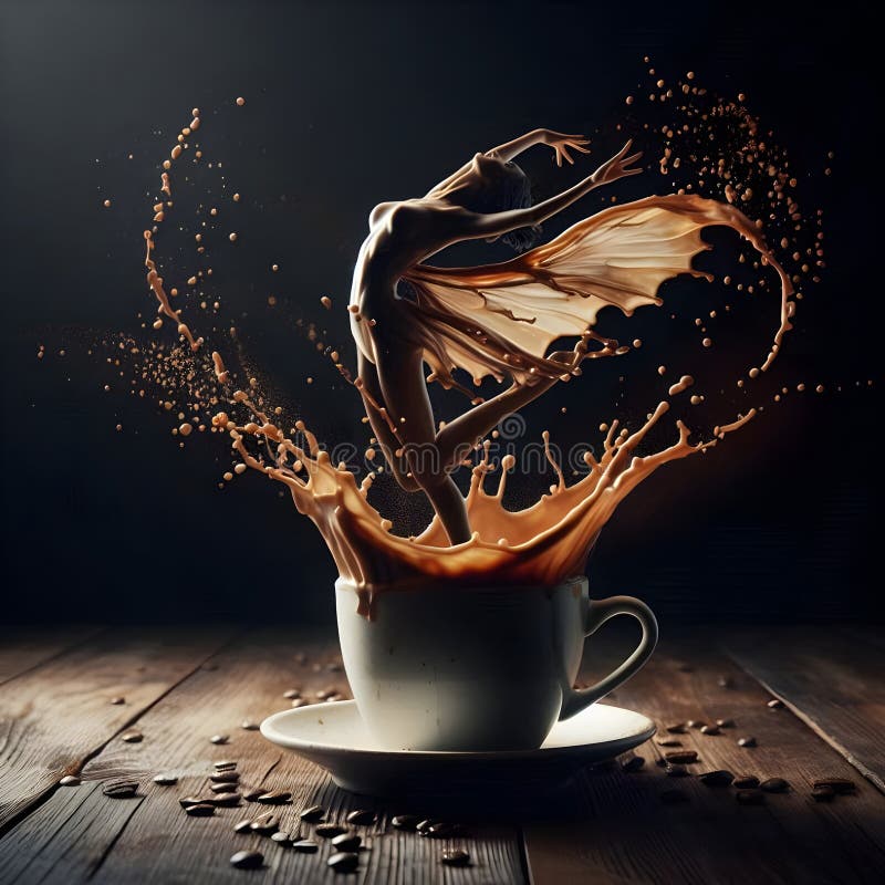 Coffee Splashing in Human Figure Splashes Like Dancer Jumping Out of ...