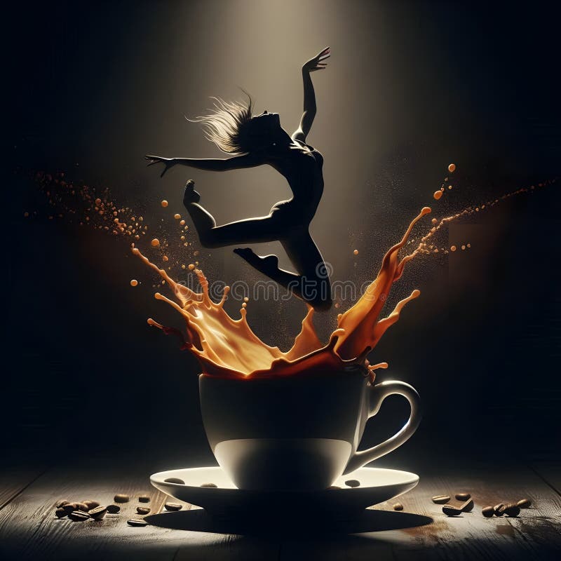 Coffee Splashing in Human Figure Splashes Like Dancer Jumping Out of ...