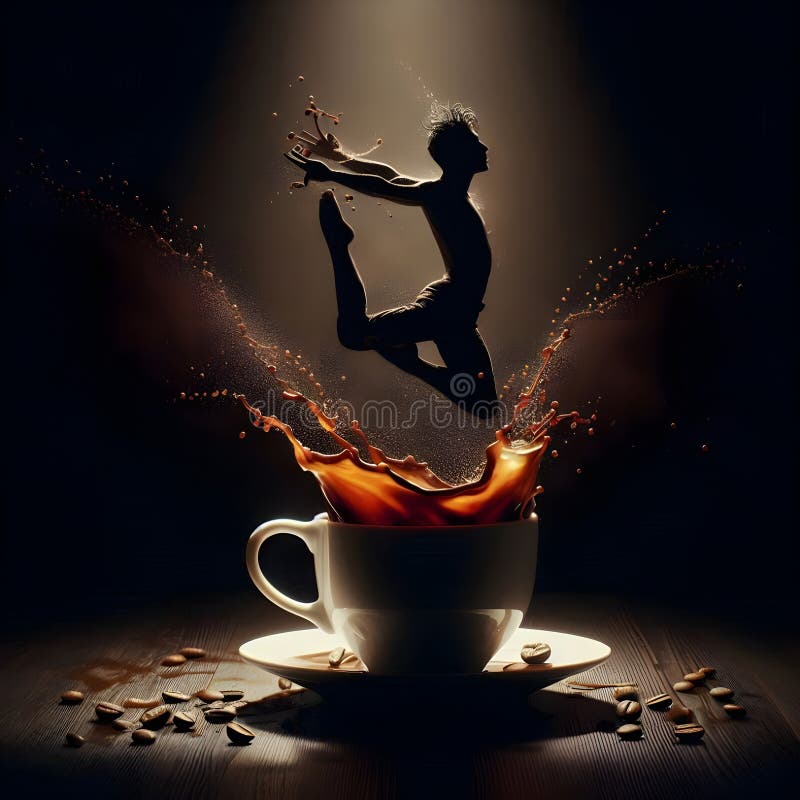 Coffee Splashing in Human Figure Splashes Like Dancer Jumping Out of ...