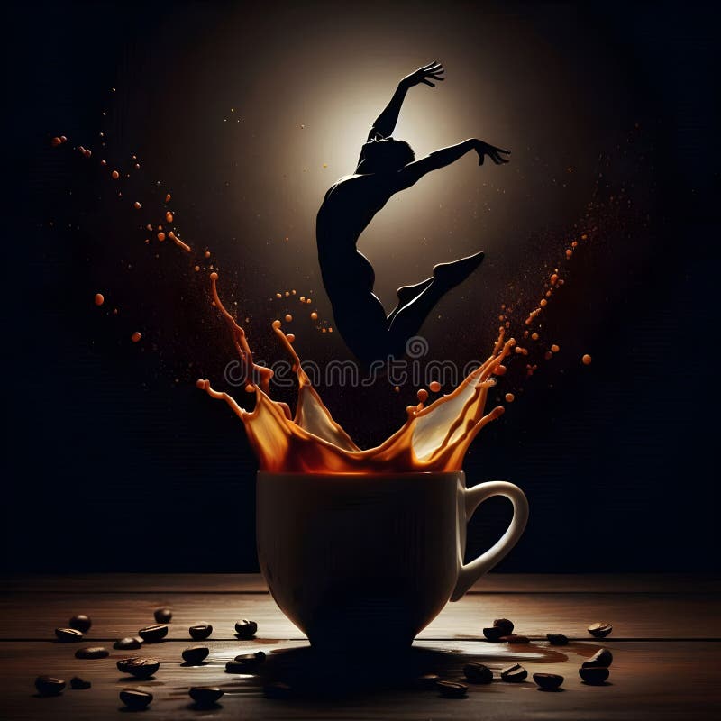 Coffee Splashing in Human Figure Splashes Like Dancer Jumping Out of ...