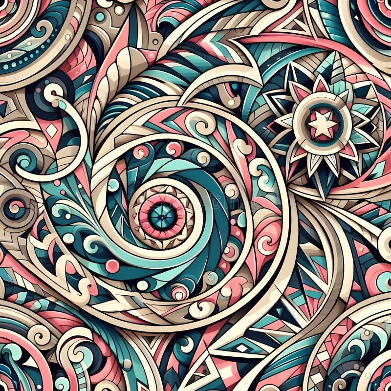 Image of Colorful Geometric Repeating Pattern with a Section of Broken Opposing Pattern. Stock ...