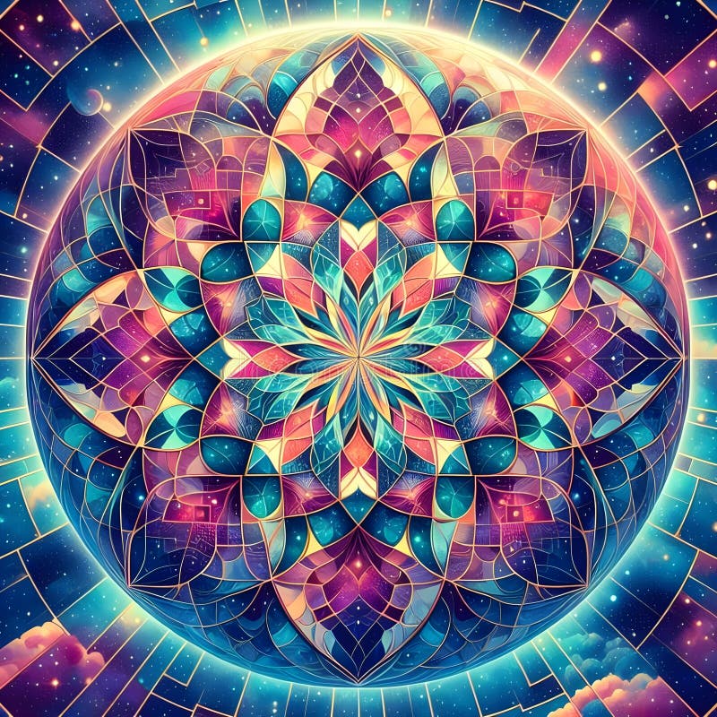 Image of Colorful Geometric Repeating Pattern with a Section of Broken ...