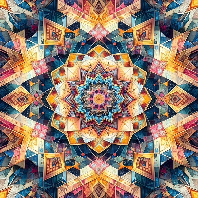 Image of Colorful Kaleidoscopic Geometric Swirling Pattern. Stock ...
