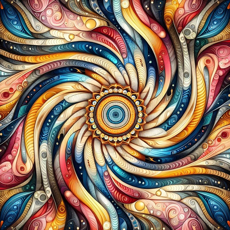 Image of Colorful Kaleidoscopic Geometric Swirling Pattern. Stock ...