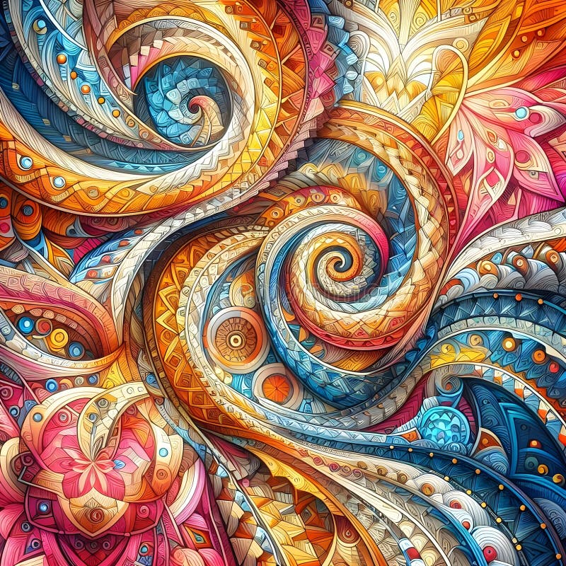 Image of Colorful Kaleidoscopic Geometric Swirling Pattern. Stock ...