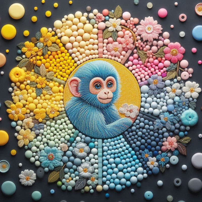 Image of Colorful Pallete Pastel,bead and Sequins Embroidery of Animals ...