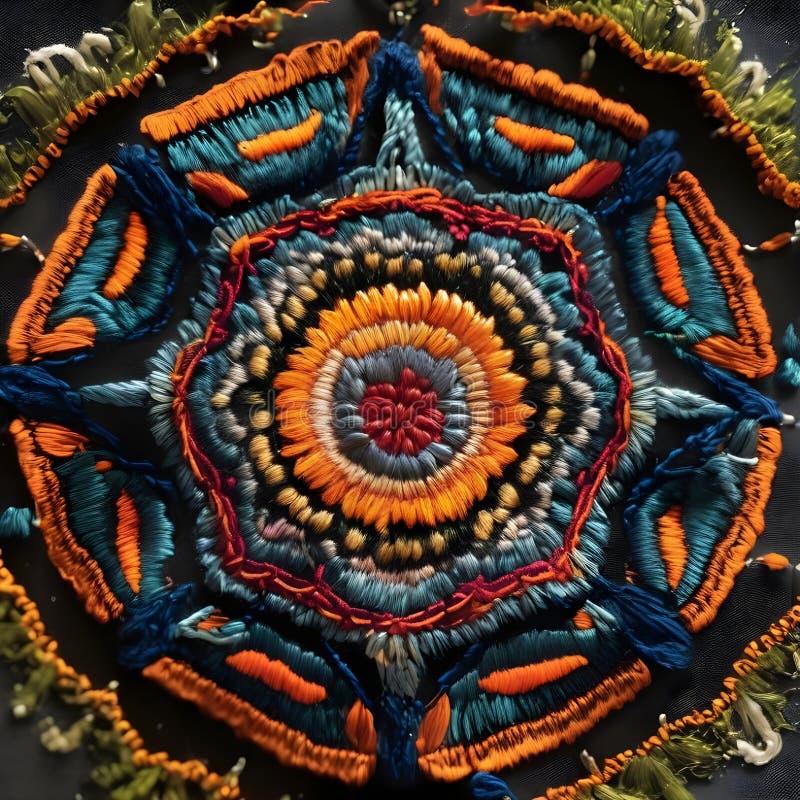 Image of the Colorful Pattern and Texture of Hand Embroidered Mandala ...