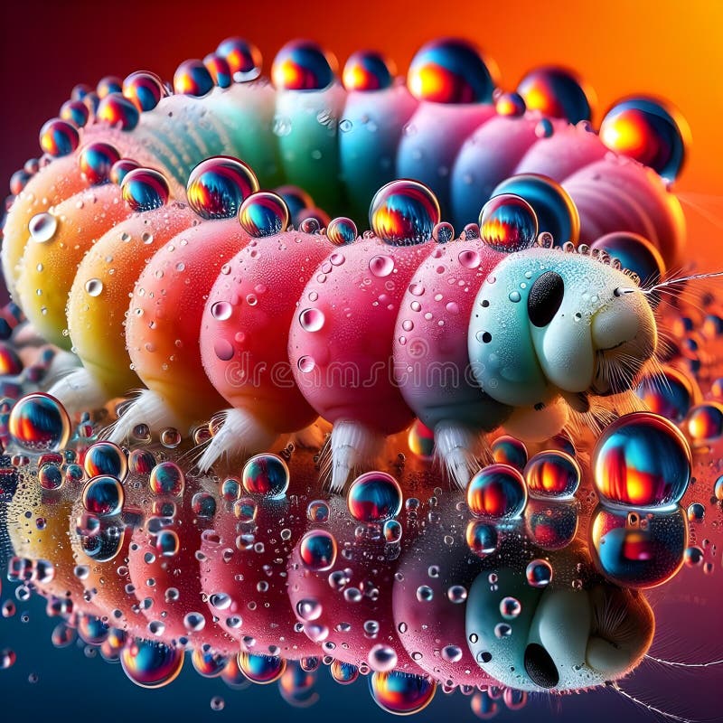 Image of Colorful Water Drops with Reflections on Insect Body. Stock ...
