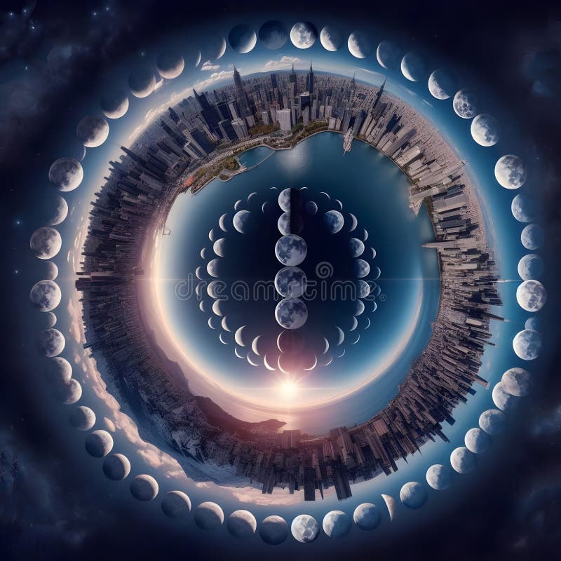 Image of a Composite Photo of the Position and Phases of the Moon Over ...