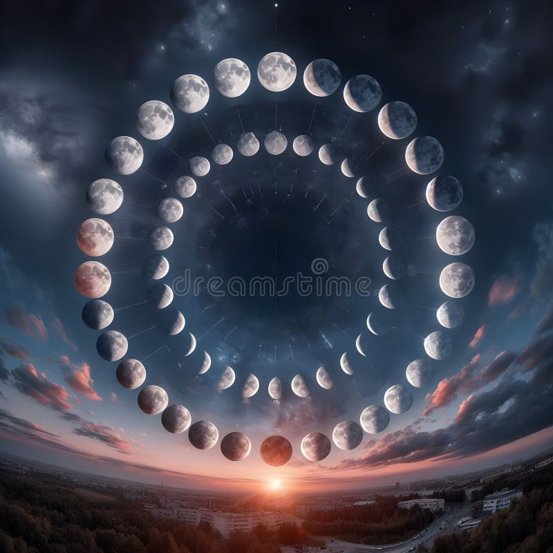 Image of a Composite Photo of the Position and Phases of the Moon Over ...