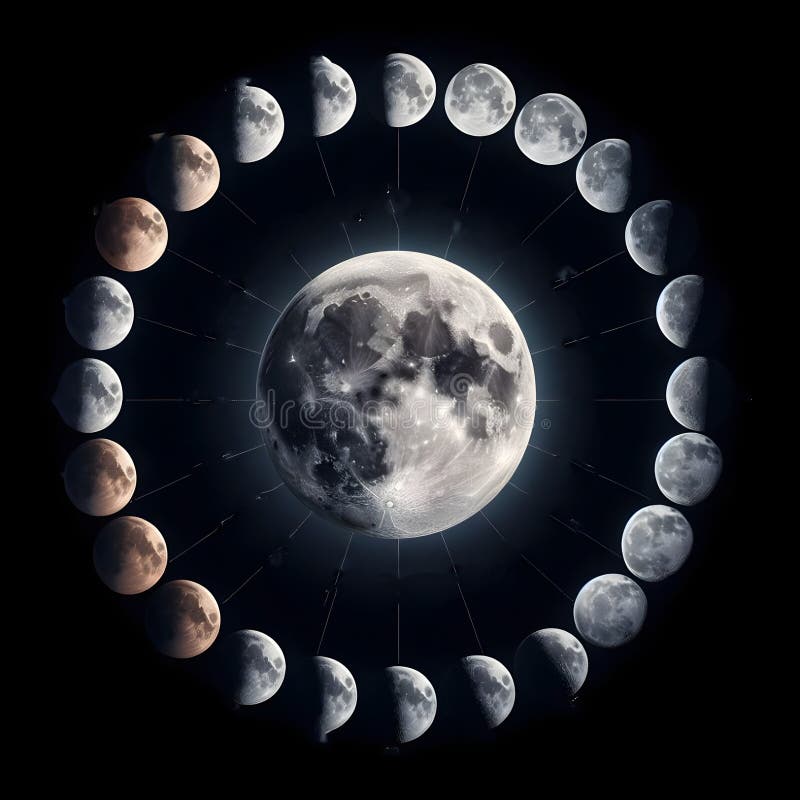 Image of a Composite Photo of the Position and Phases of the Moon Over ...