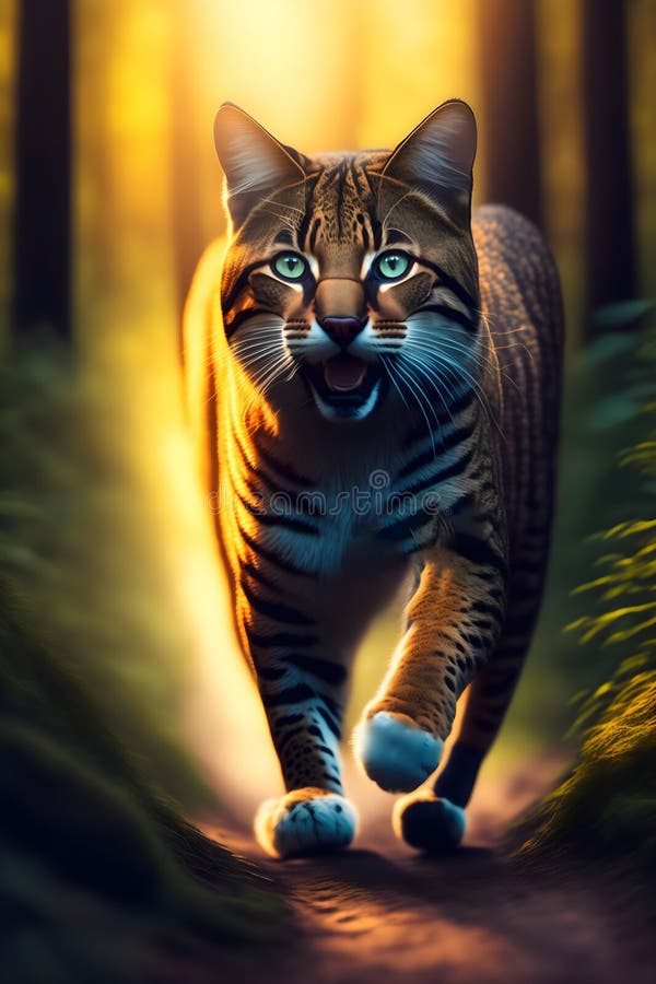 Image of the the Cute Happy Domestic Cat Loitering at the Park during ...