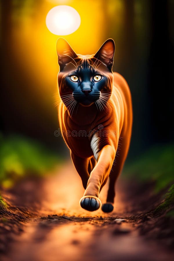 Image of the the Cute Happy Domestic Cat Loitering at the Park during ...