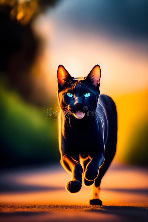 Image of the the Cute Happy Domestic Cat Loitering at the Park during ...