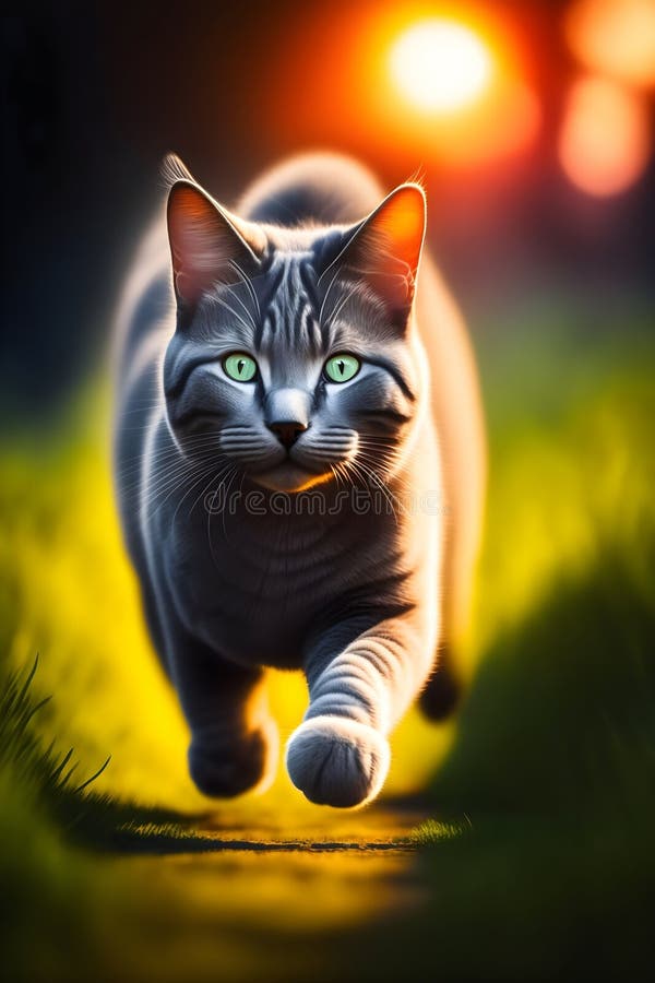 Image of the the Cute Happy Domestic Cat Loitering at the Park during ...