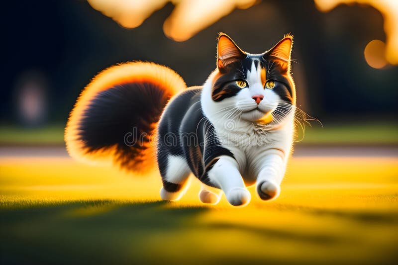 Image of the the Cute Happy Domestic Cat Loitering at the Park during ...